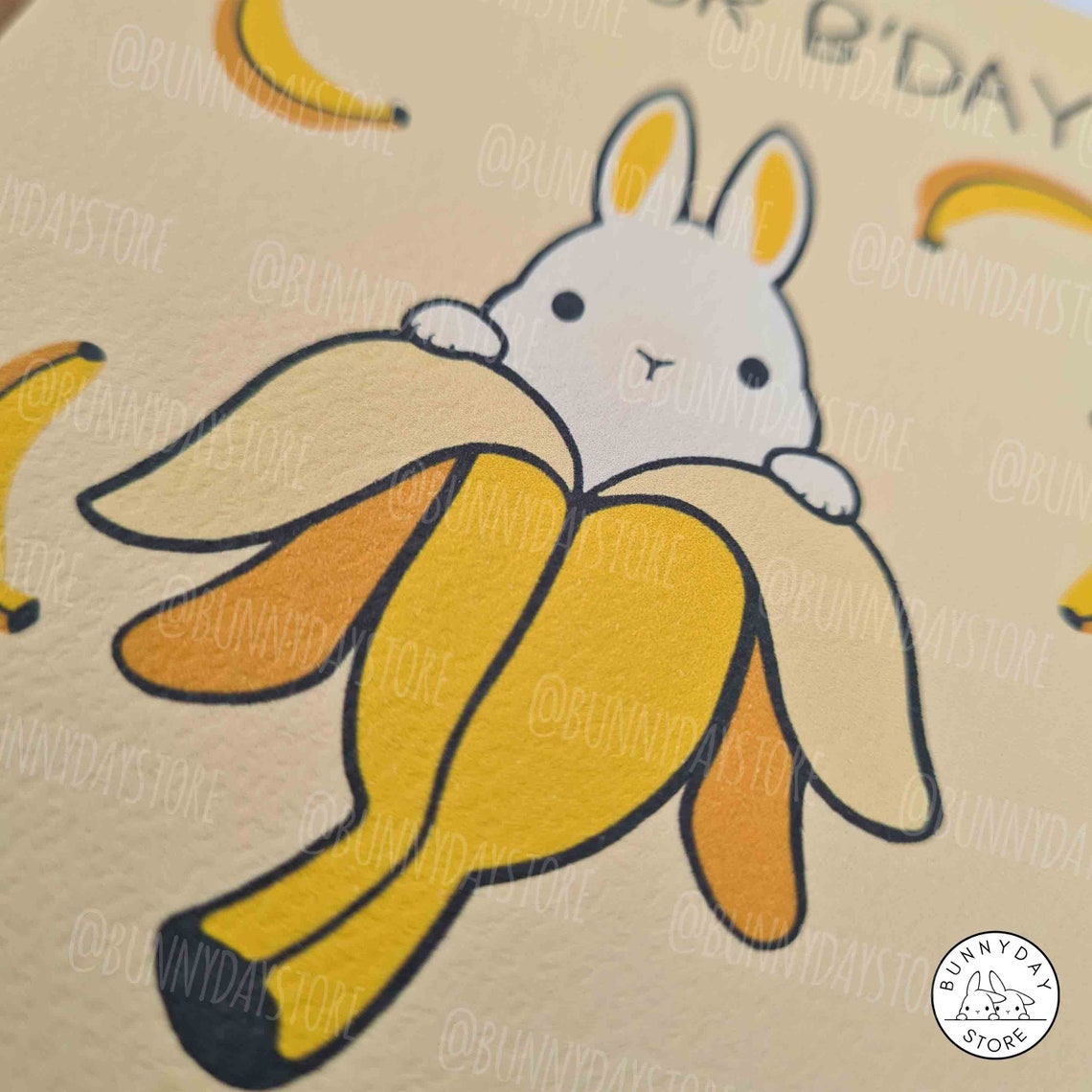 Bunny Rabbit Birthday Card Bunana Bananas / B'day Card / Cute Card ...