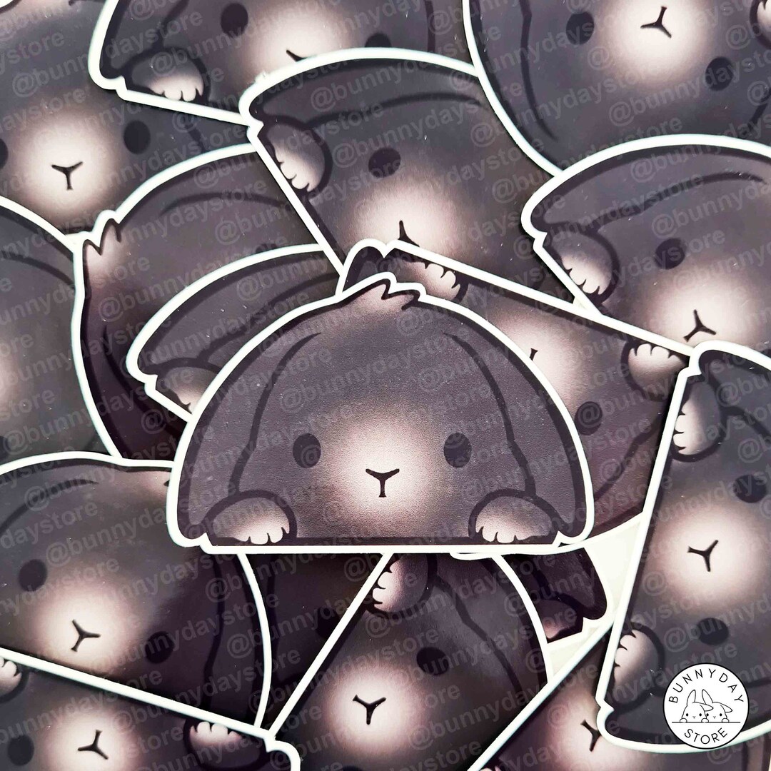Bunny Stickers Peeker Lop BLACK Water & Tear Resistant Vinyl Cute ...