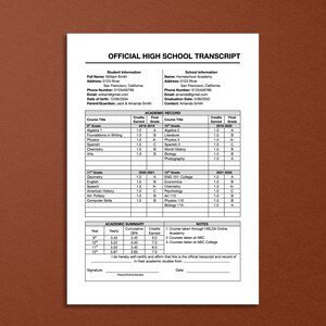 Fillable Printable High School Transcript Template, MS Word Simple ...