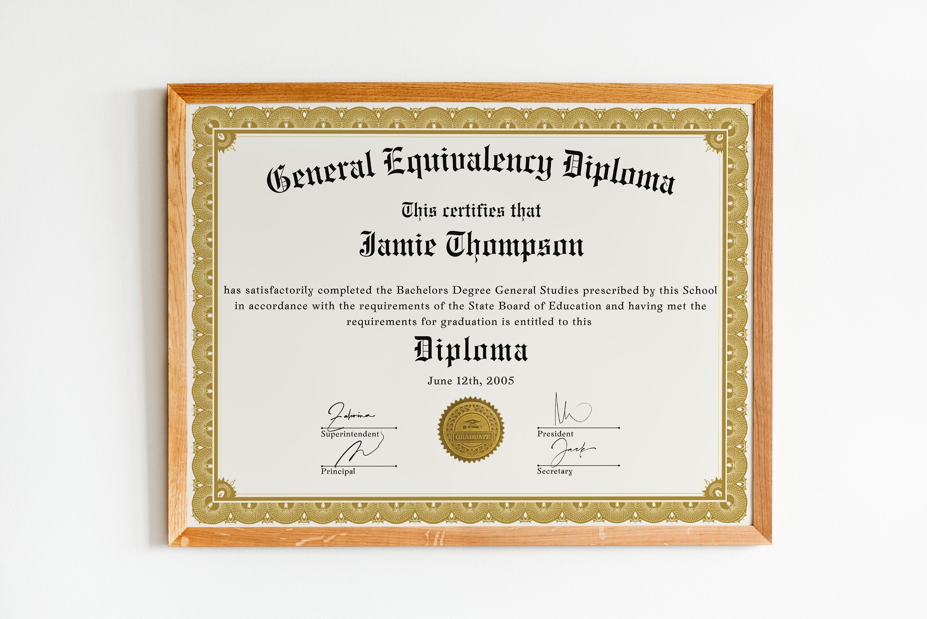 Customizable High School Diploma Template, General Equivalency Diploma ...