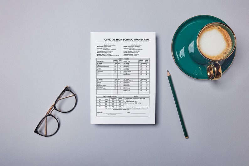 Fillable Printable High School Transcript Template, MS Word Simple ...