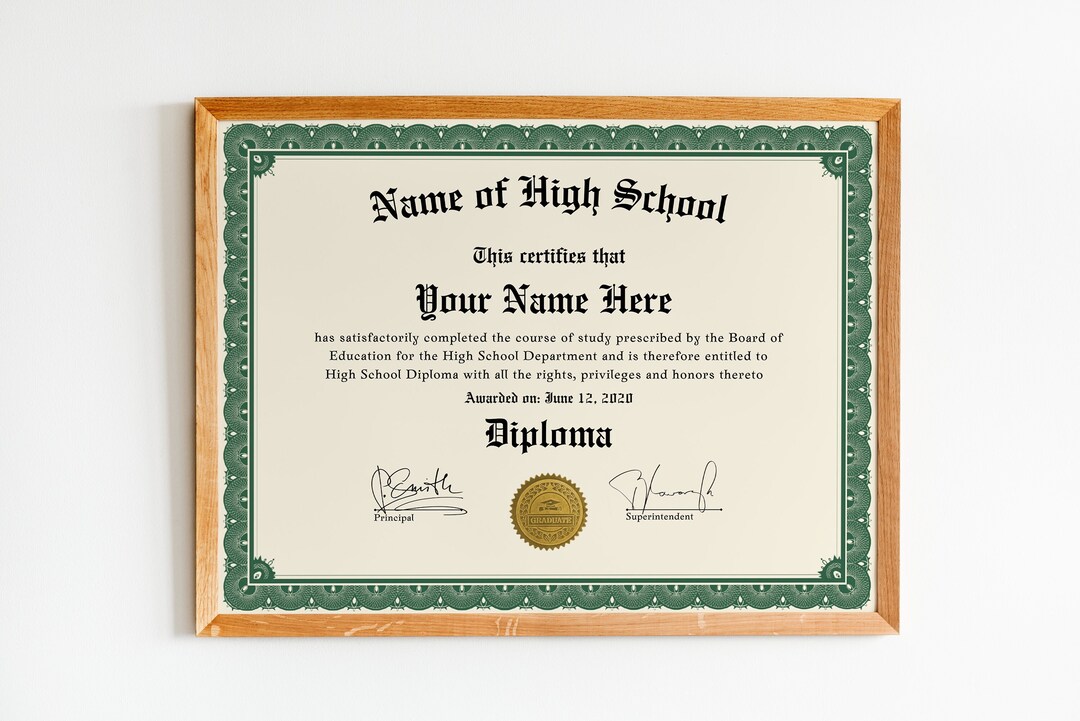 Green Customizable High School, Homeschool Diploma Template in Canva ...