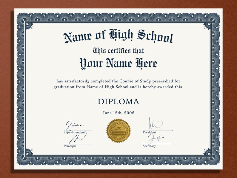 High School Diploma Template, Canva Customizable Homeschool Diploma ...
