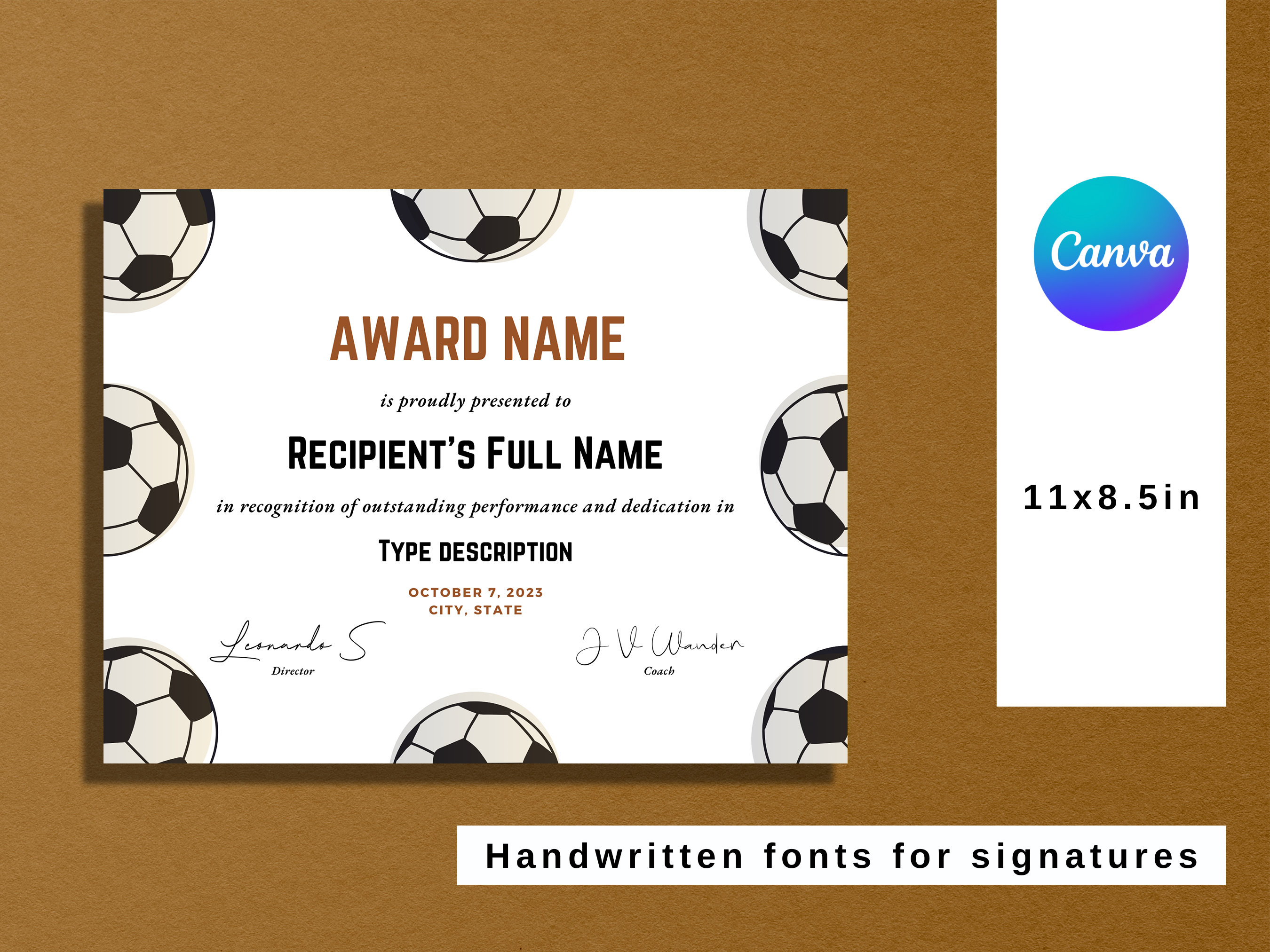 Editable Soccer Award Certificate Template Printable Sport - Etsy