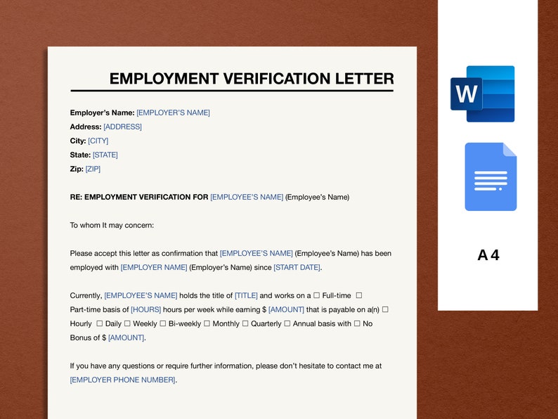 Simple Employment Verification Letter Template Word, Employment Form ...