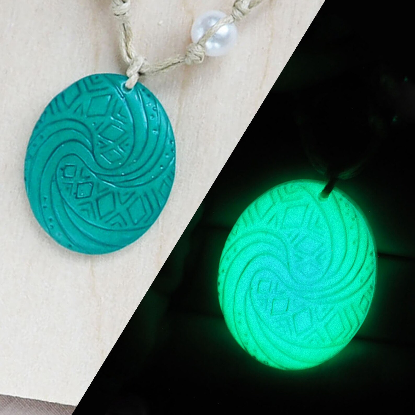 Moana Necklace Glow in the Dark / Luminous Heart of Te Fiti Pendant ...
