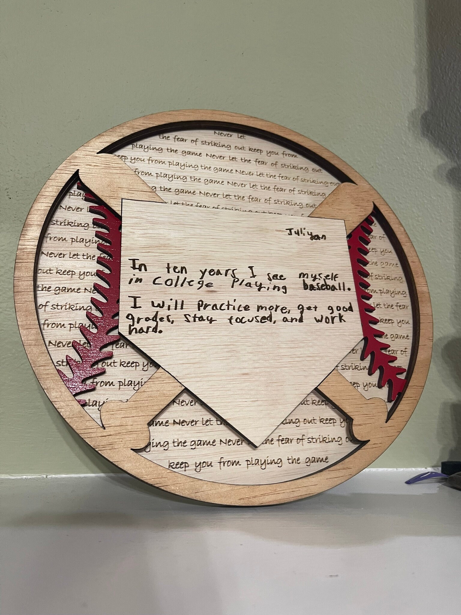 Wooden Baseball Keepsake, Child's Handwriting Engraved Homeplate ...
