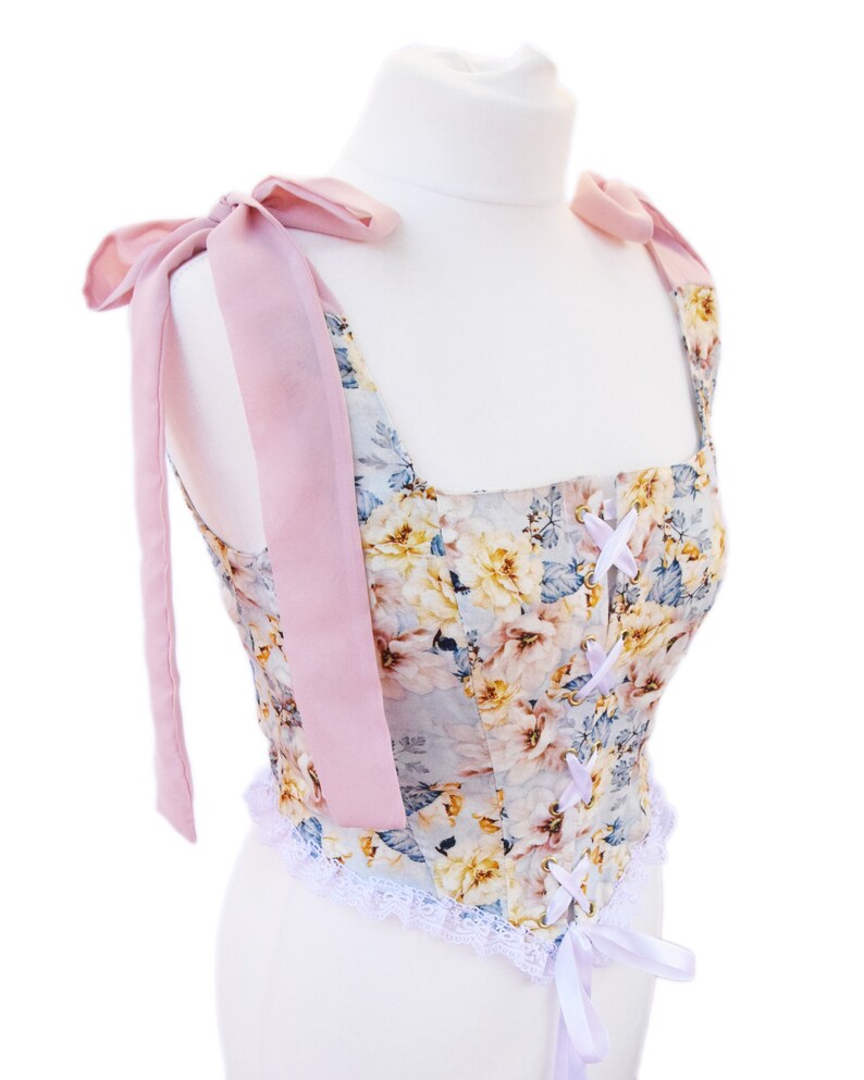 Front Lace Corset Top | Handmade Flowers Renaissance Corset Top ...
