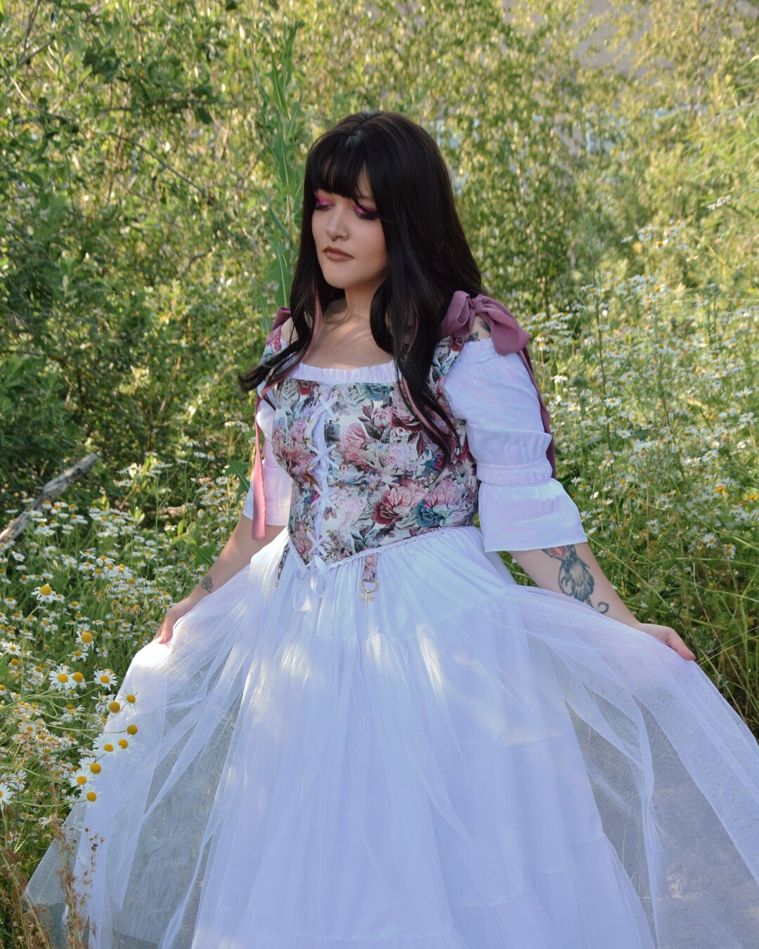 Front Lace Corset Top | Handmade Flowers Renaissance Corset Top ...