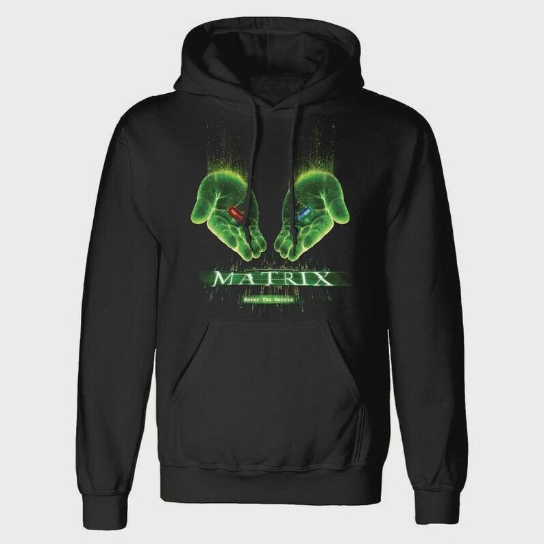 Official the Matrix Hand Pills Unisex Black Pullover Hoodie Sci-fi Fan ...
