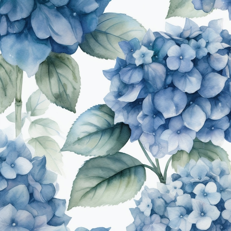 Watercolor Blue Hydrangeas - Etsy