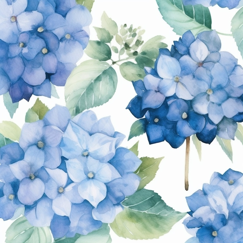 Watercolor Blue Hydrangeas - Etsy