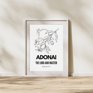 Printable Adonai Wall Art, Instant Download Christian Scripture, Bible ...