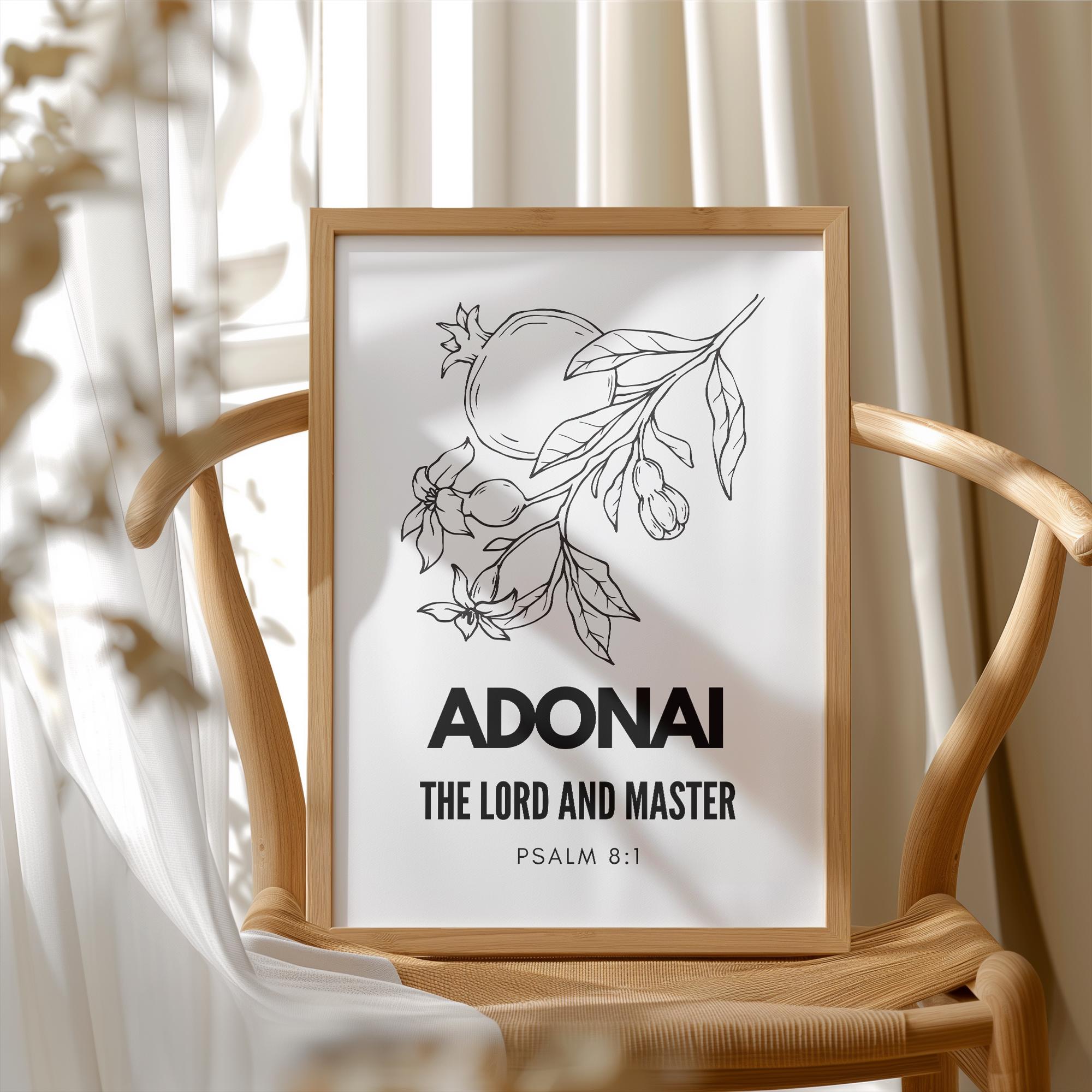 Printable Adonai Wall Art, Instant Download Christian Scripture, Bible ...