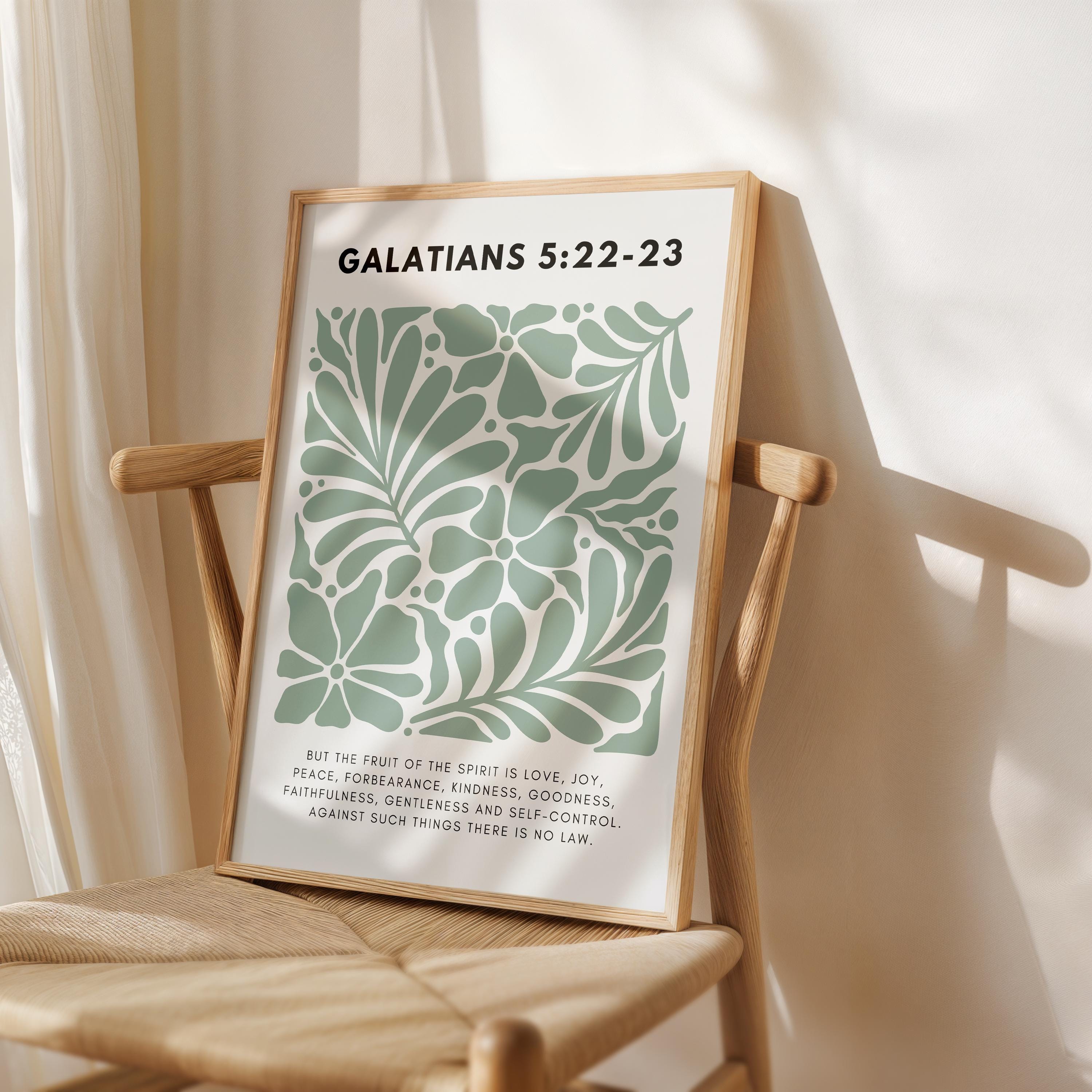 Galatians 5:22-23 Print, Christian Scripture Wall Art, Boho Floral ...