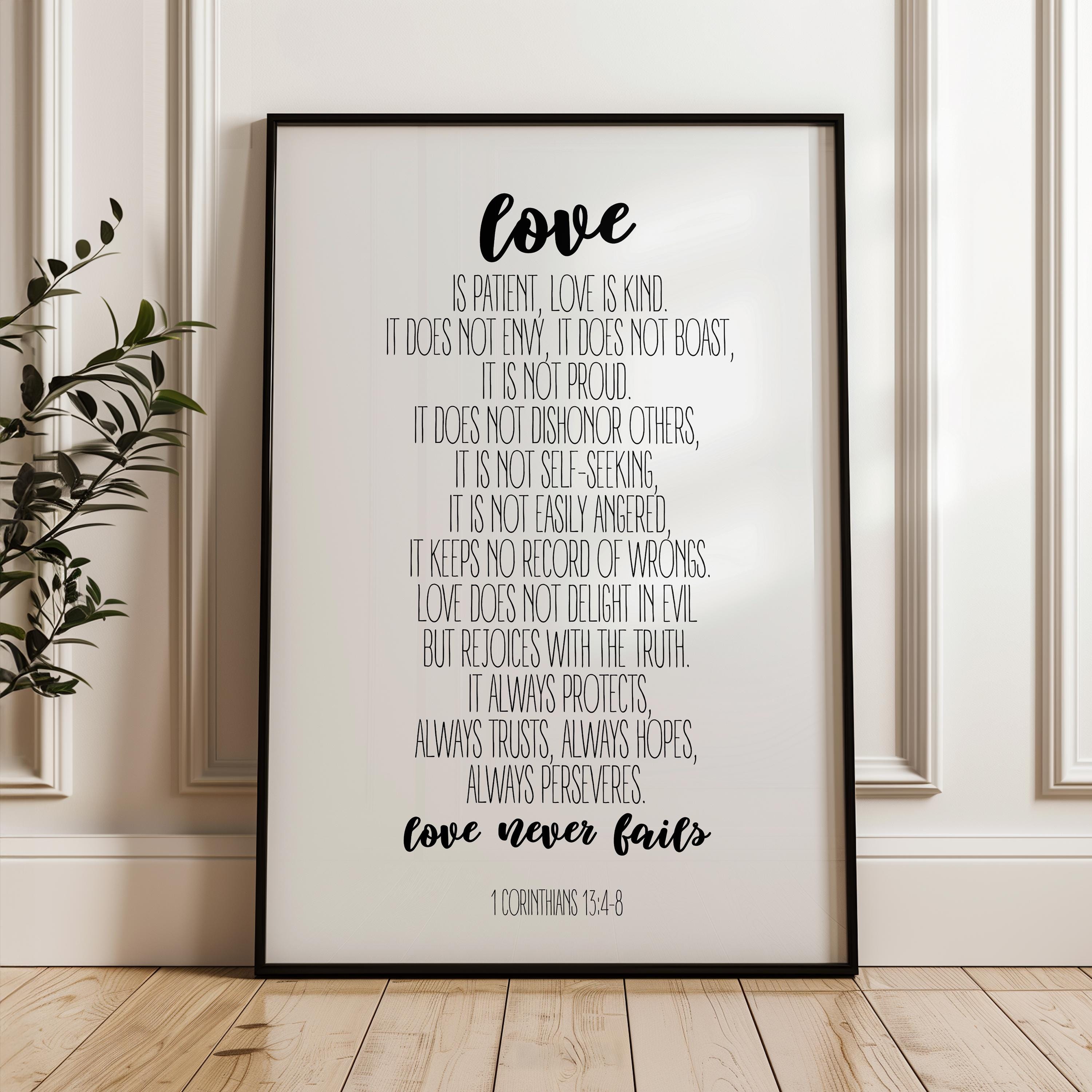1 Corinthians 13:4-8, Love is Patient Love is Kind, Bible Verse ...