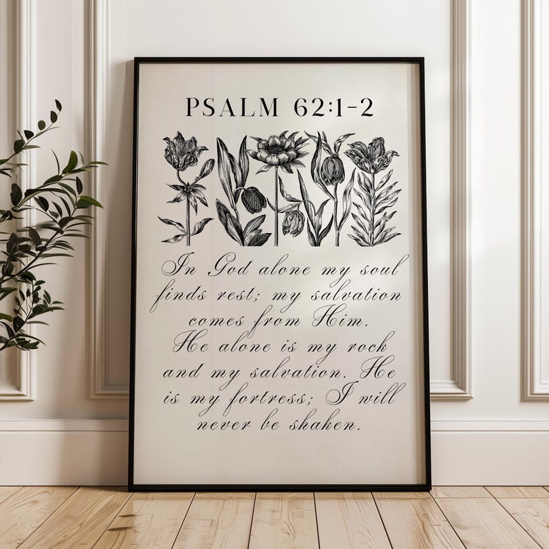 Psalm 62:1-2 Wall Art Vintage Christian Christian Scripture Bible Verse ...