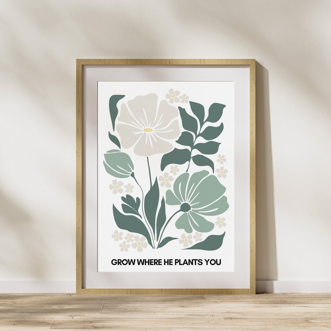 Crece donde Él te planta, Arte imprimible del versículo bíblico, Arte ...