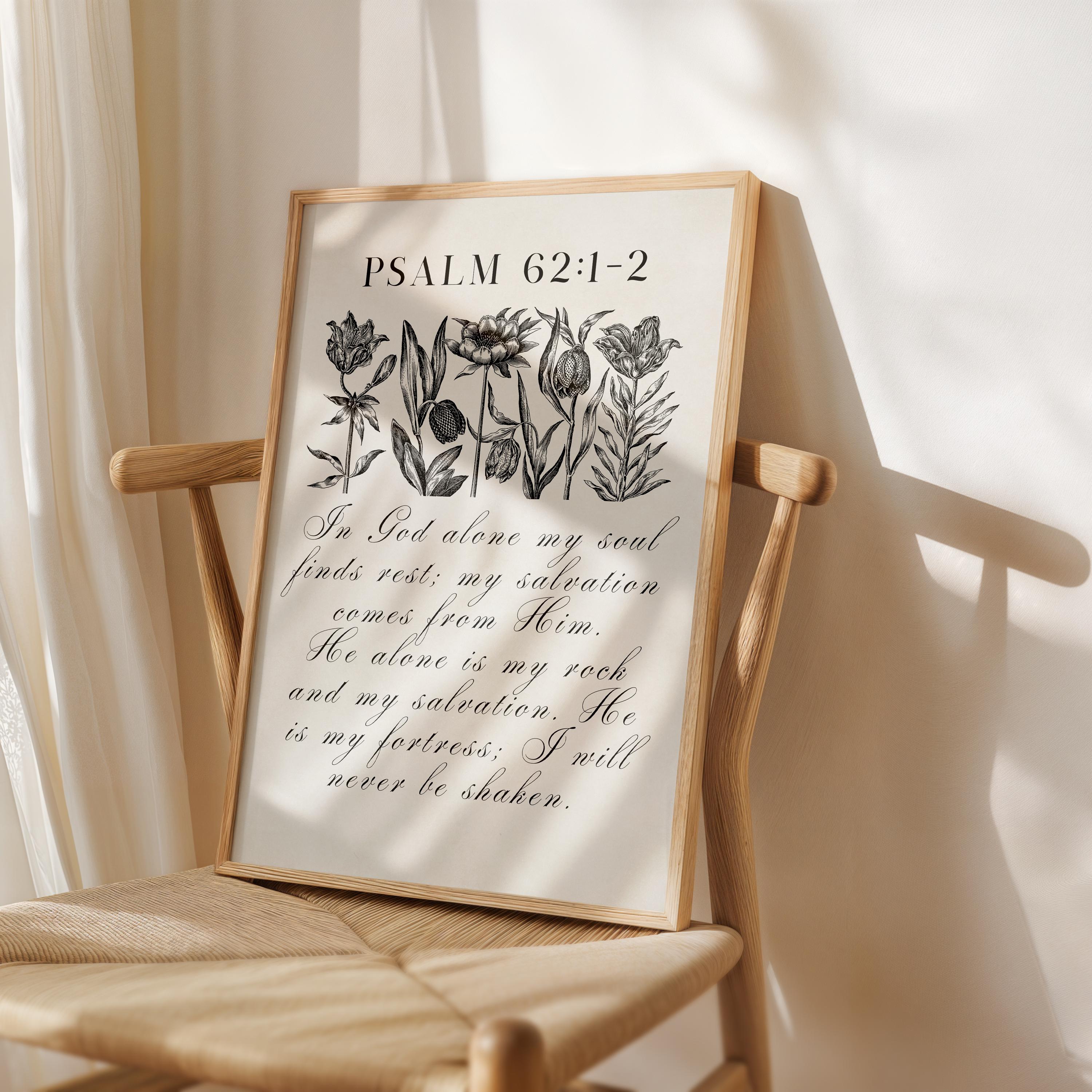 Psalm 62:1-2 Wall Art Vintage Christian Christian Scripture Bible Verse ...