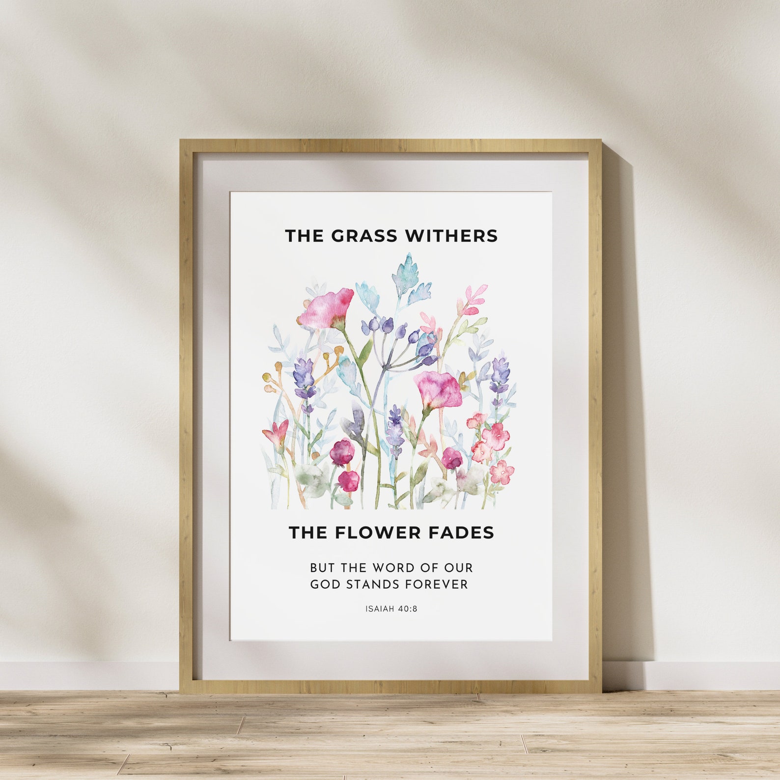 Isaiah 40:8 the Grass Withers, Bible Verse Wall Art, Christian Gift for ...