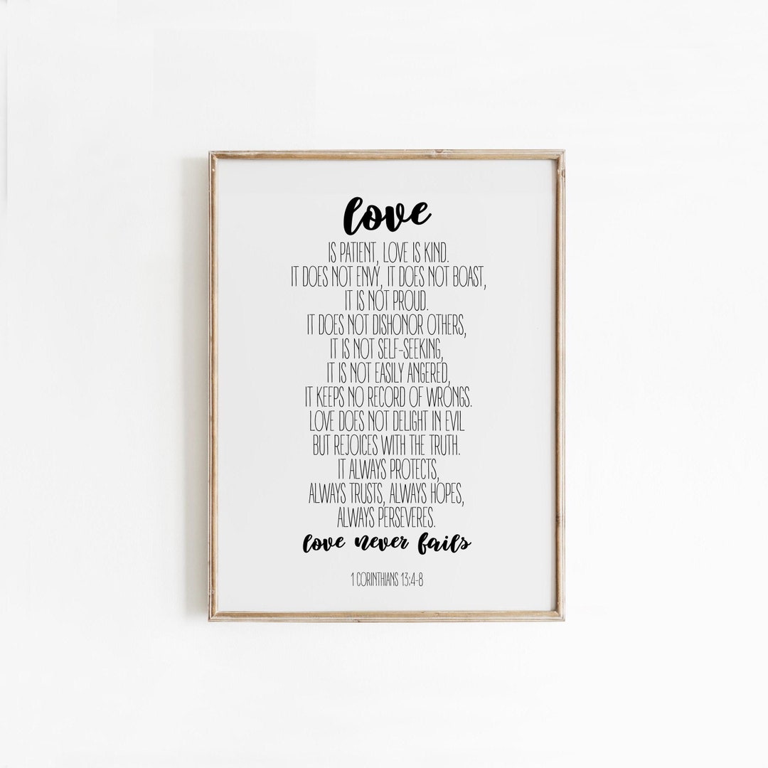 1 Corinthians 13:4-8, Love is Patient Love is Kind, Bible Verse ...