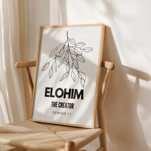 Elohim Christian Scripture Print: Boho Bible Verse Wall Art (digital ...
