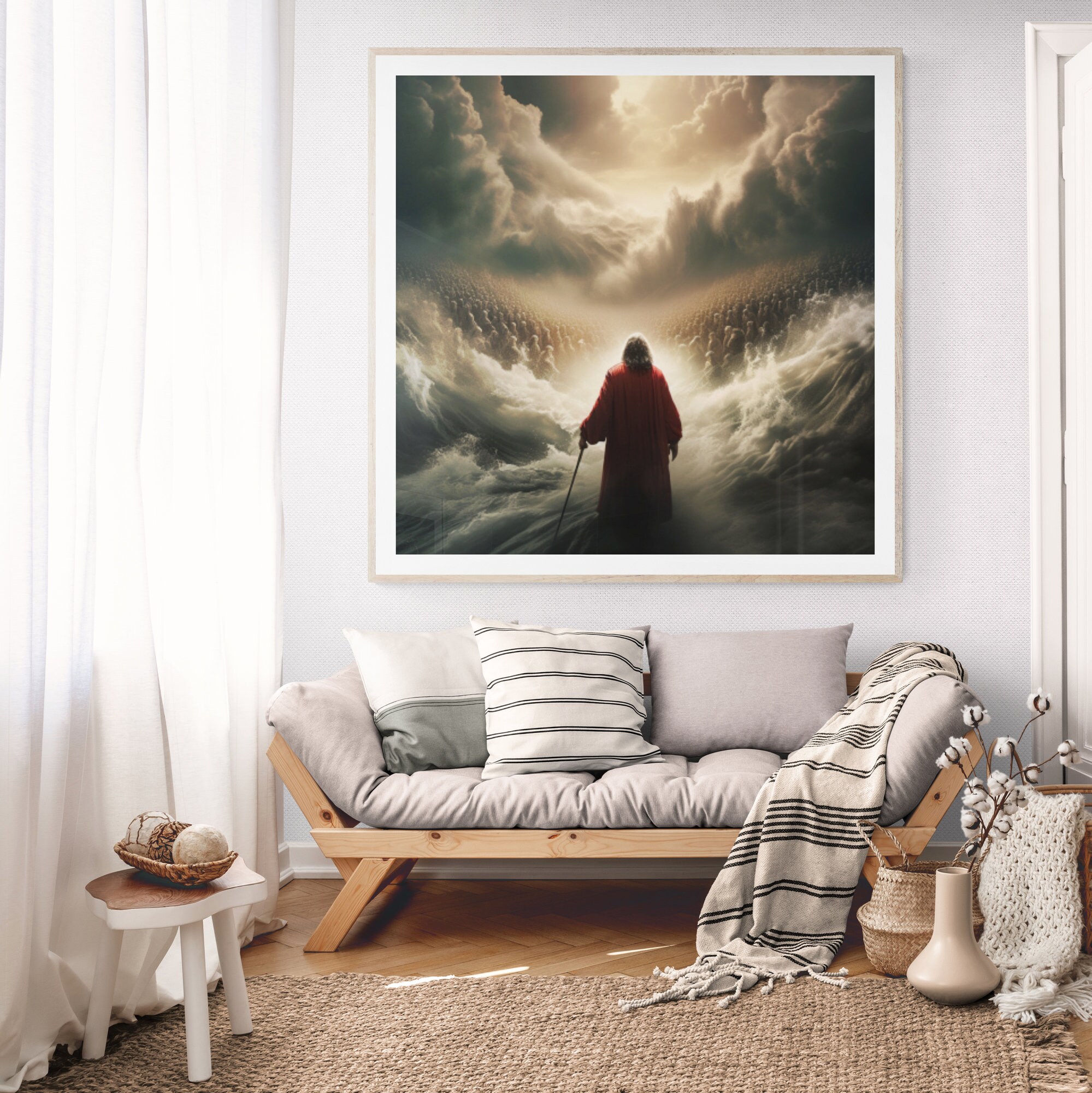 Moses Parting the Red Sea DIGITAL DOWNLOAD Jesus Bible Art, Modern ...