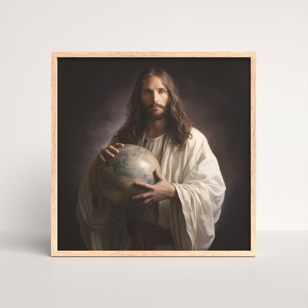 Jesus Holding the World Poster Print God Holding the World in His Hands ...