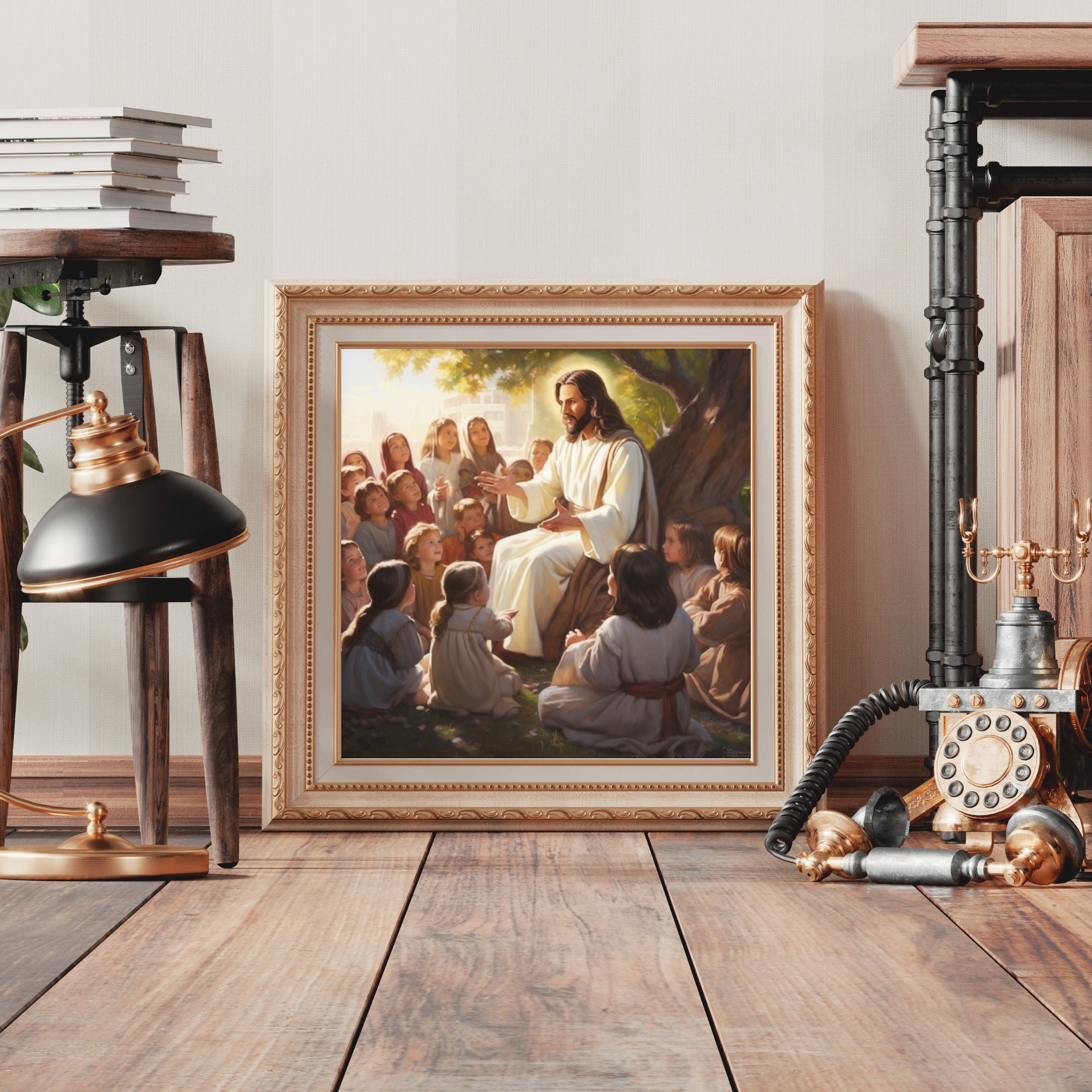 Jesus Teaching Children, Christian Poster, Picture Artwork, Jesus ...