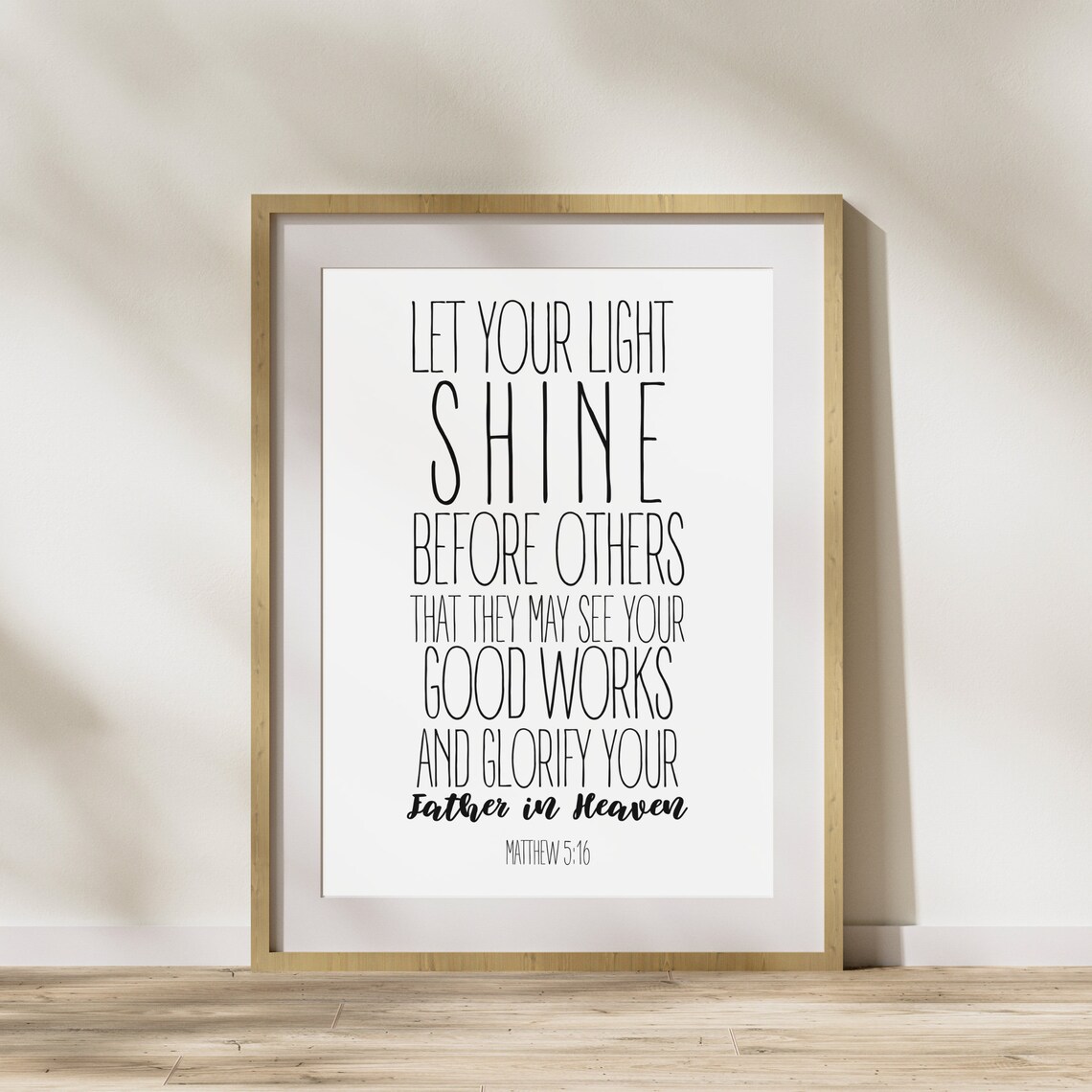 Matthew 5:16 Let Your Light Shine Before Others, Bible Verse Wall Art ...