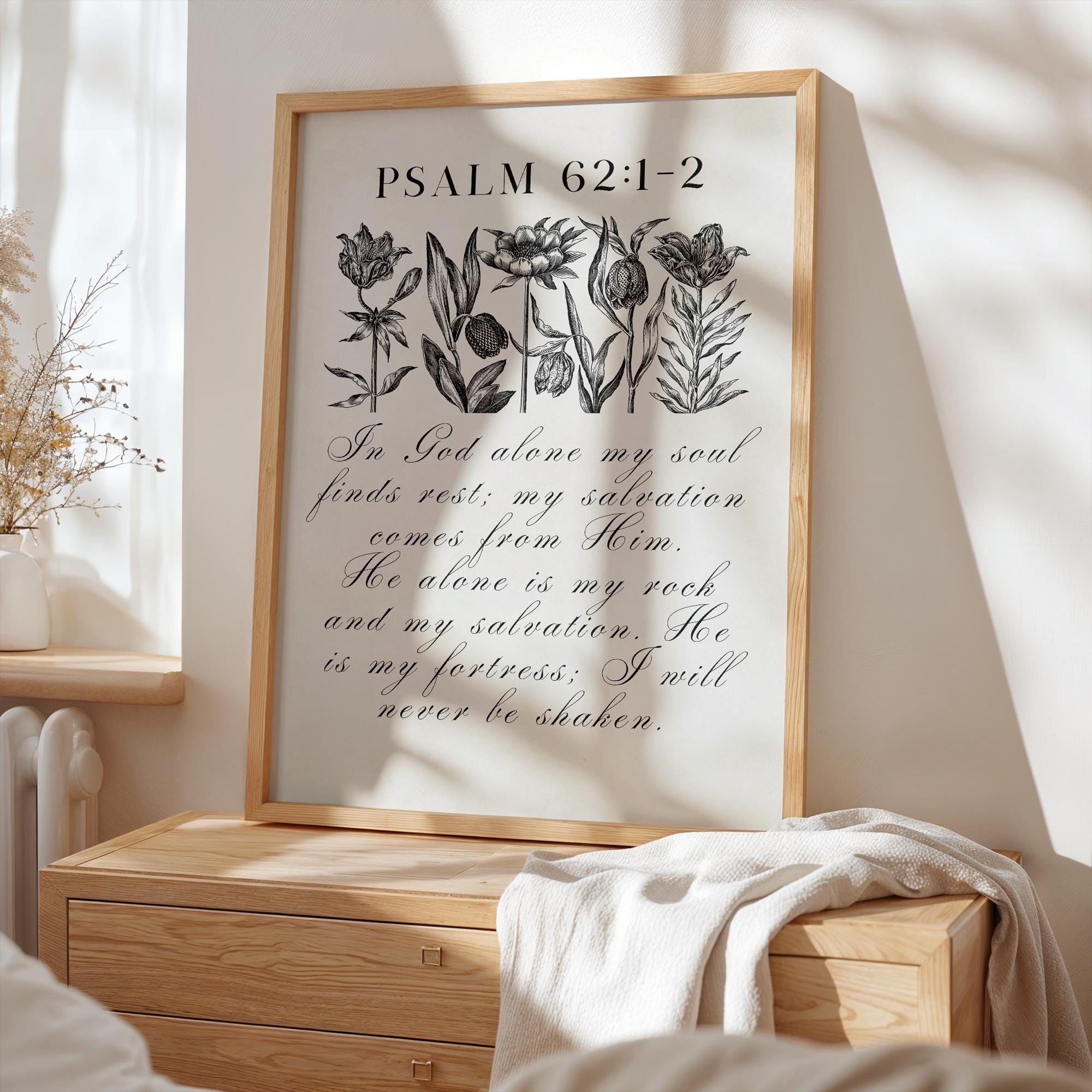 Psalm 62:1-2 Wall Art Vintage Christian Christian Scripture Bible Verse ...