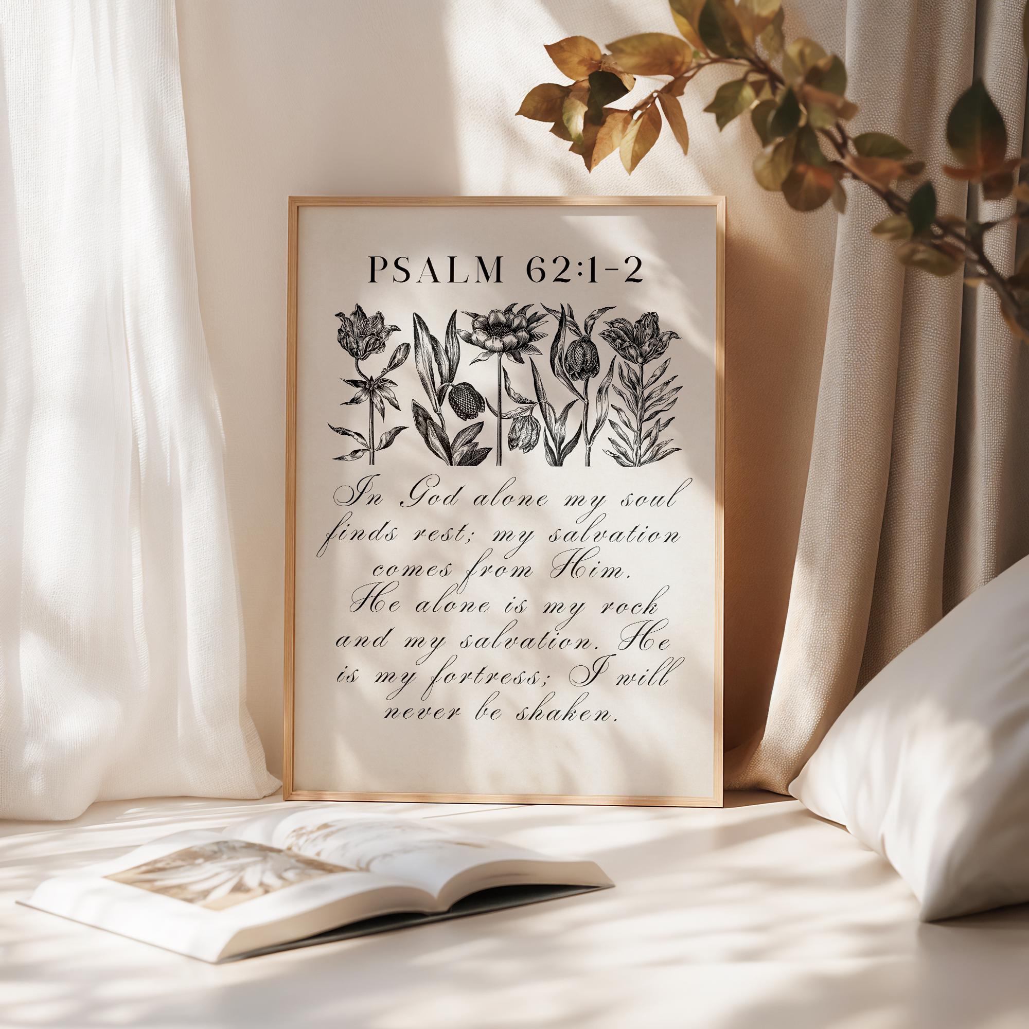 Psalm 62:1-2 Wall Art Vintage Christian Christian Scripture Bible Verse ...