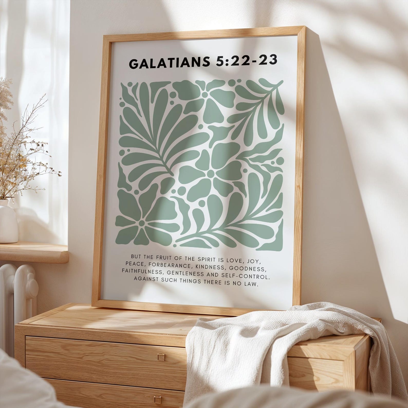 Galatians 5:22-23 Print, Christian Scripture Wall Art, Boho Floral ...