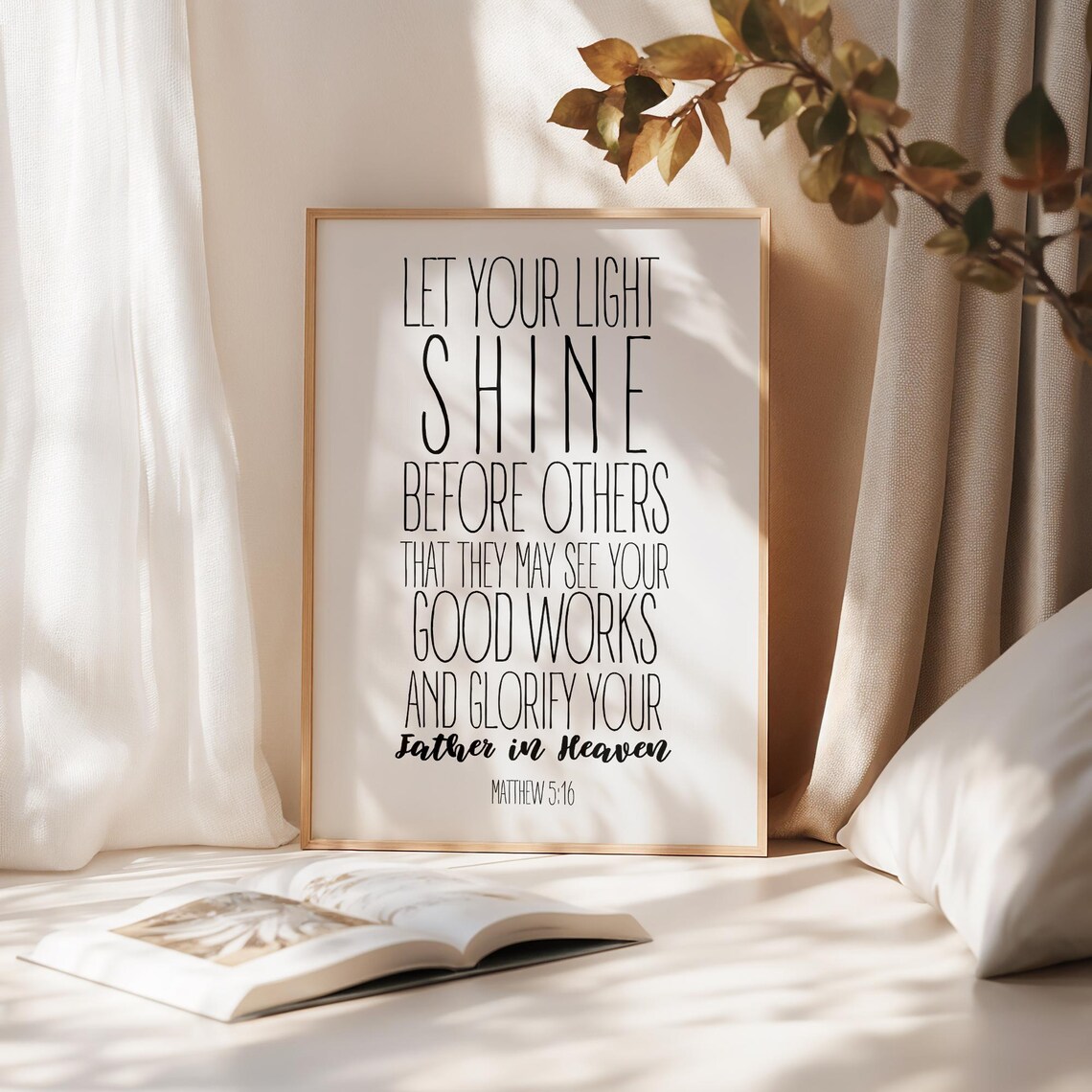 Matthew 5:16 Let Your Light Shine Before Others, Bible Verse Wall Art ...