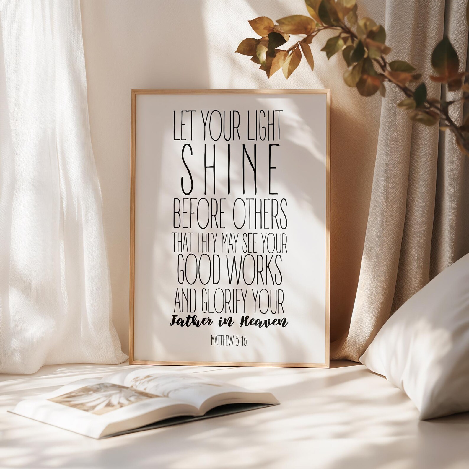Matthew 5:16 Let Your Light Shine Before Others, Bible Verse Wall Art ...