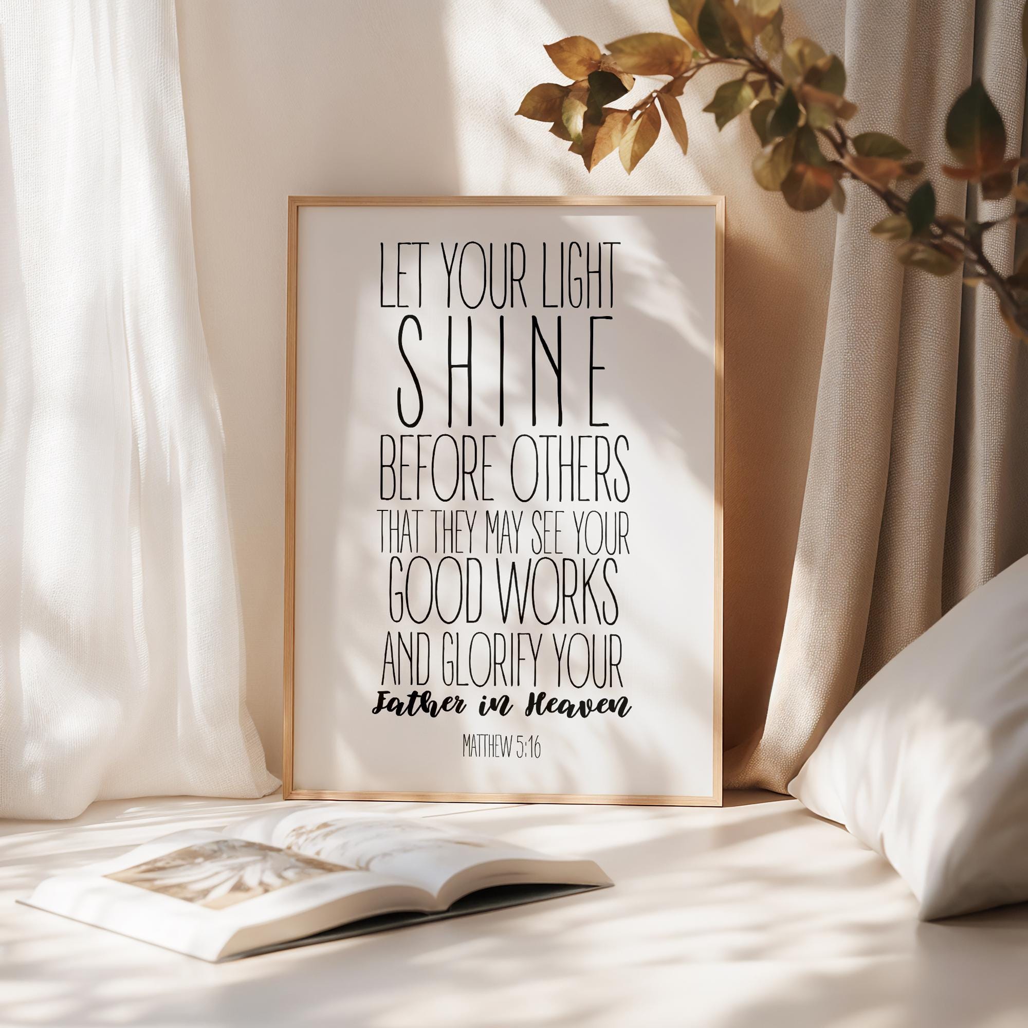 Matthew 5:16 Let Your Light Shine Before Others, Bible Verse Wall Art ...