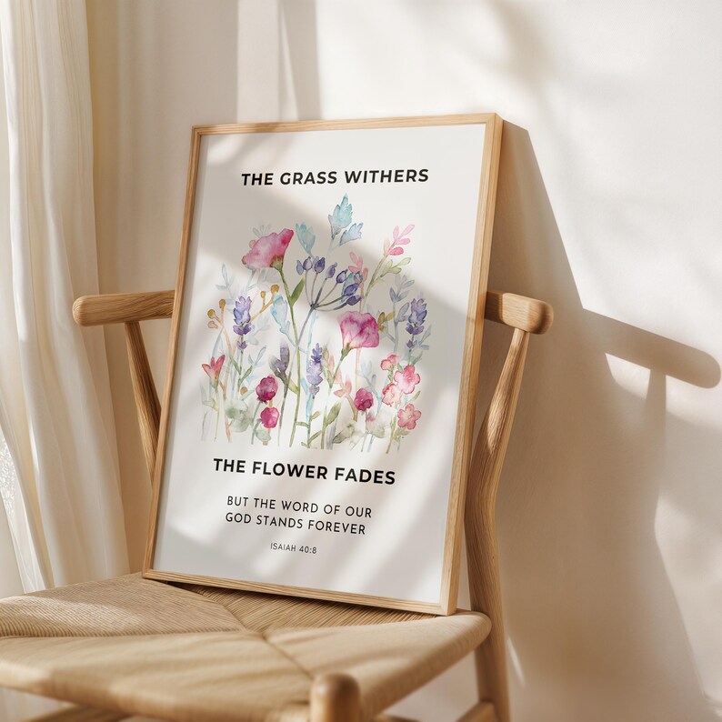 Isaiah 40:8 the Grass Withers, Bible Verse Wall Art, Christian Gift for ...