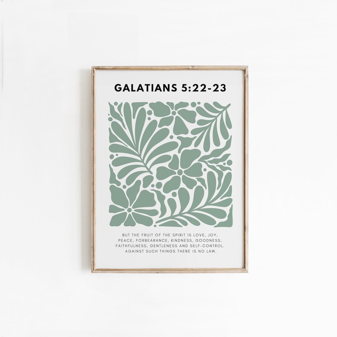 Galatians 5:22-23 Print, Christian Scripture Wall Art, Boho Floral ...