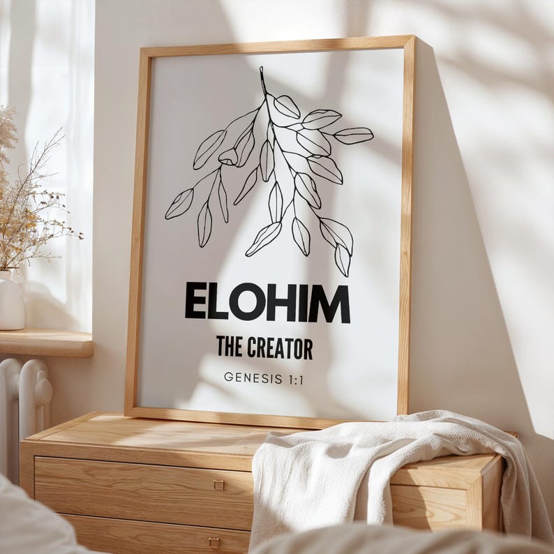 Elohim Christian Scripture Print: Boho Bible Verse Wall Art (digital ...