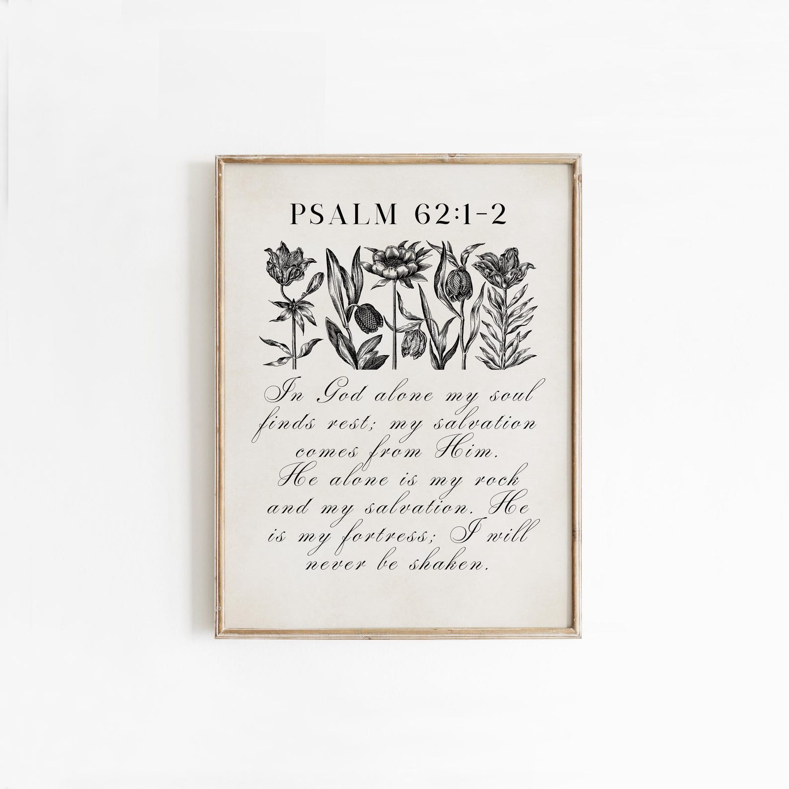 Psalm 62:1-2 Wall Art Vintage Christian Christian Scripture Bible Verse Print Vintage Wall Art ...