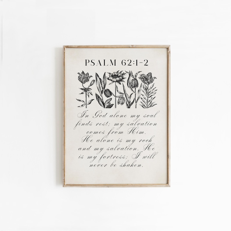 Psalm 62:1-2 Wall Art Vintage Christian Christian Scripture Bible Verse ...