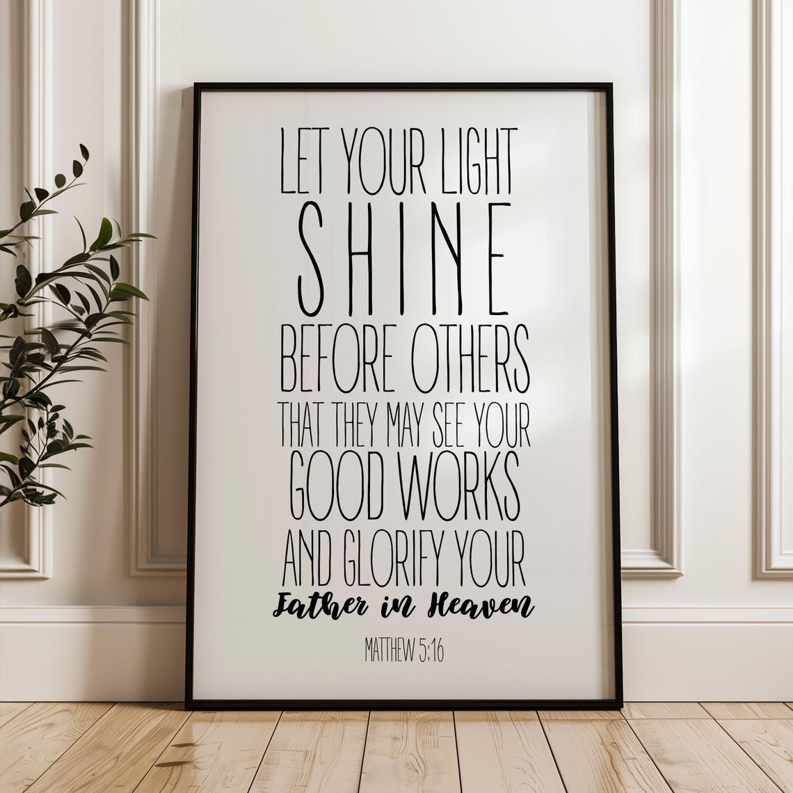 Matthew 5:16 Let Your Light Shine Before Others, Bible Verse Wall Art ...