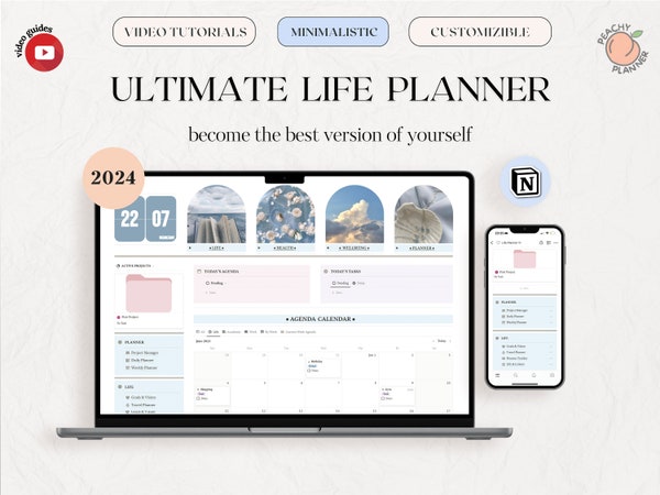 Notion Planner Template Aesthetic Digital Planner Editable All in One ...