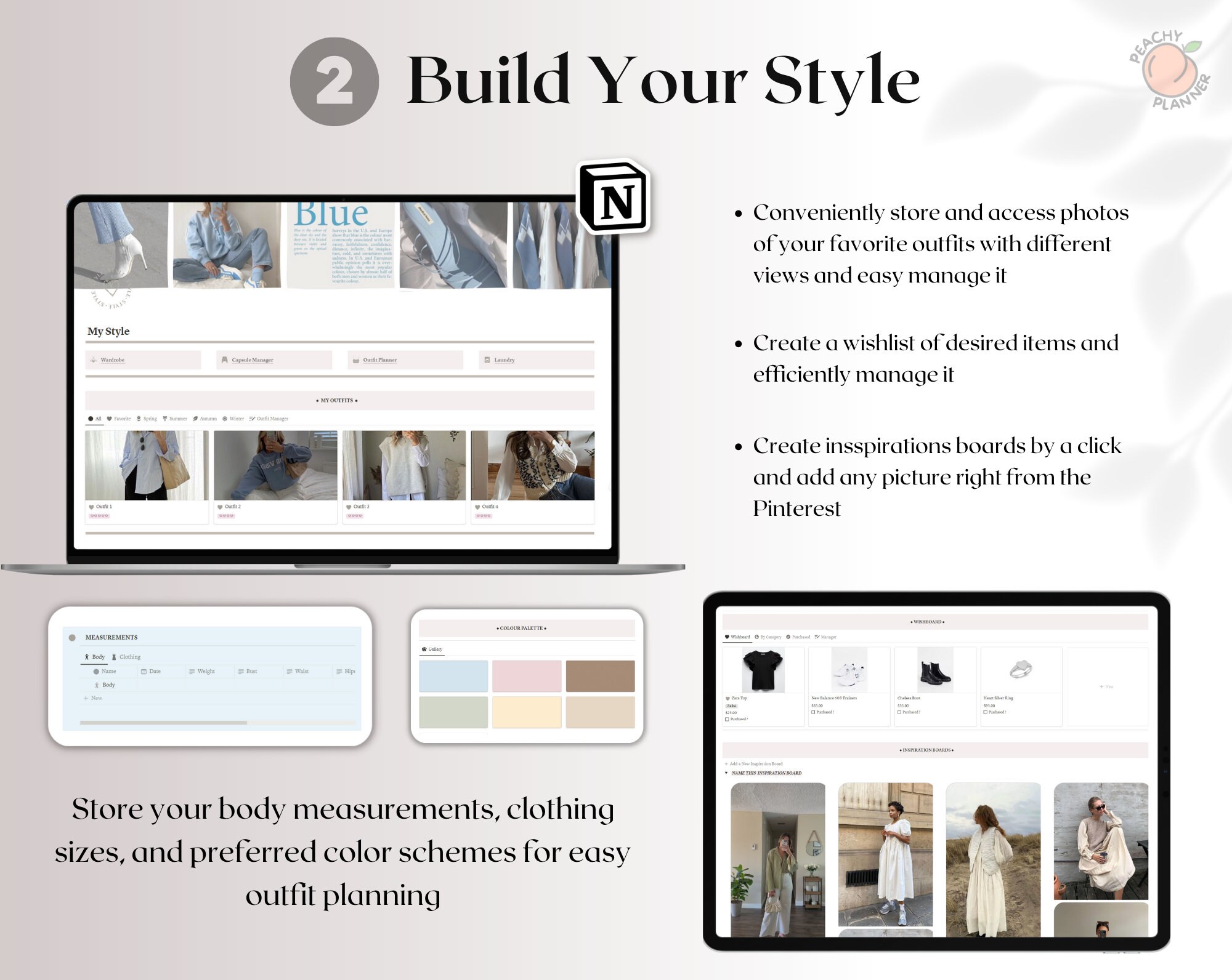 Wardrobe & Clothes Manager Notion Template, Outfit Planner, Aesthetic ...