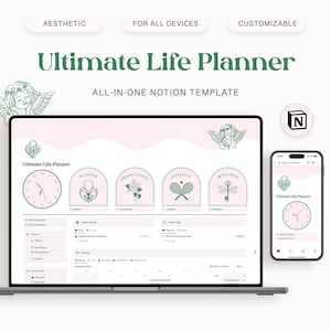 2025 Notion Life Planner Template, All in One Notion Dashboard, That Girl Aesthetic Notion ...