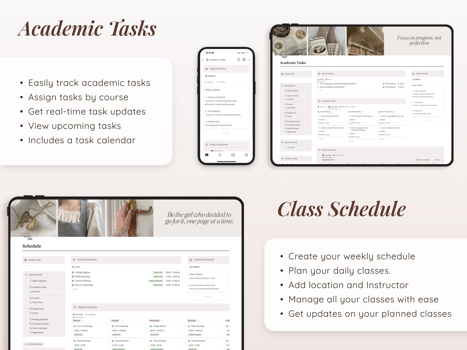 Light Academia Notion Template Notion Student Planner Notion Academic ...