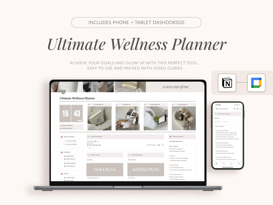 2026 Ultimate Wellness Notion Template, Self-care & Fitness Planner ...