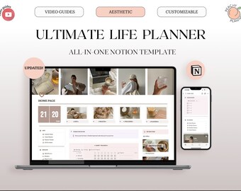 Notion Template, 2023 All in One Template Notion Dashboard, Notion Extended Life Planner ...