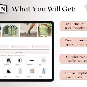Wardrobe & Clothes Manager Notion Template, Outfit Planner, Aesthetic ...