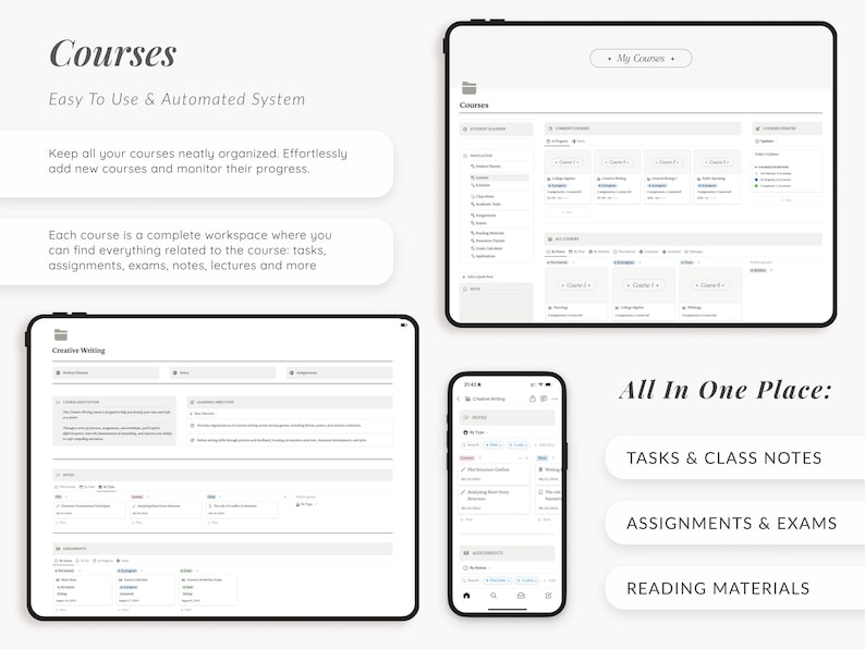 Planificador estudiantil Ultimate Notion 2024 / Panel de control universitario para personas con ...
